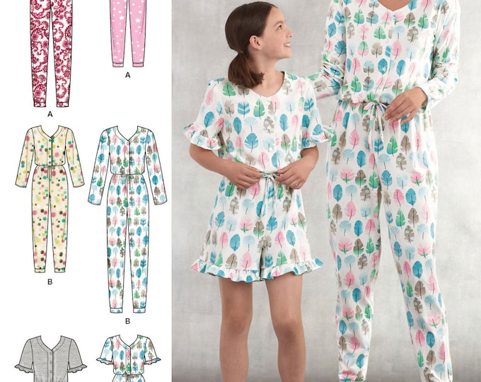 PAJAMAS SEWING PATTERN Sew Matching Adult Kids Clothes Mother Daughter ...
