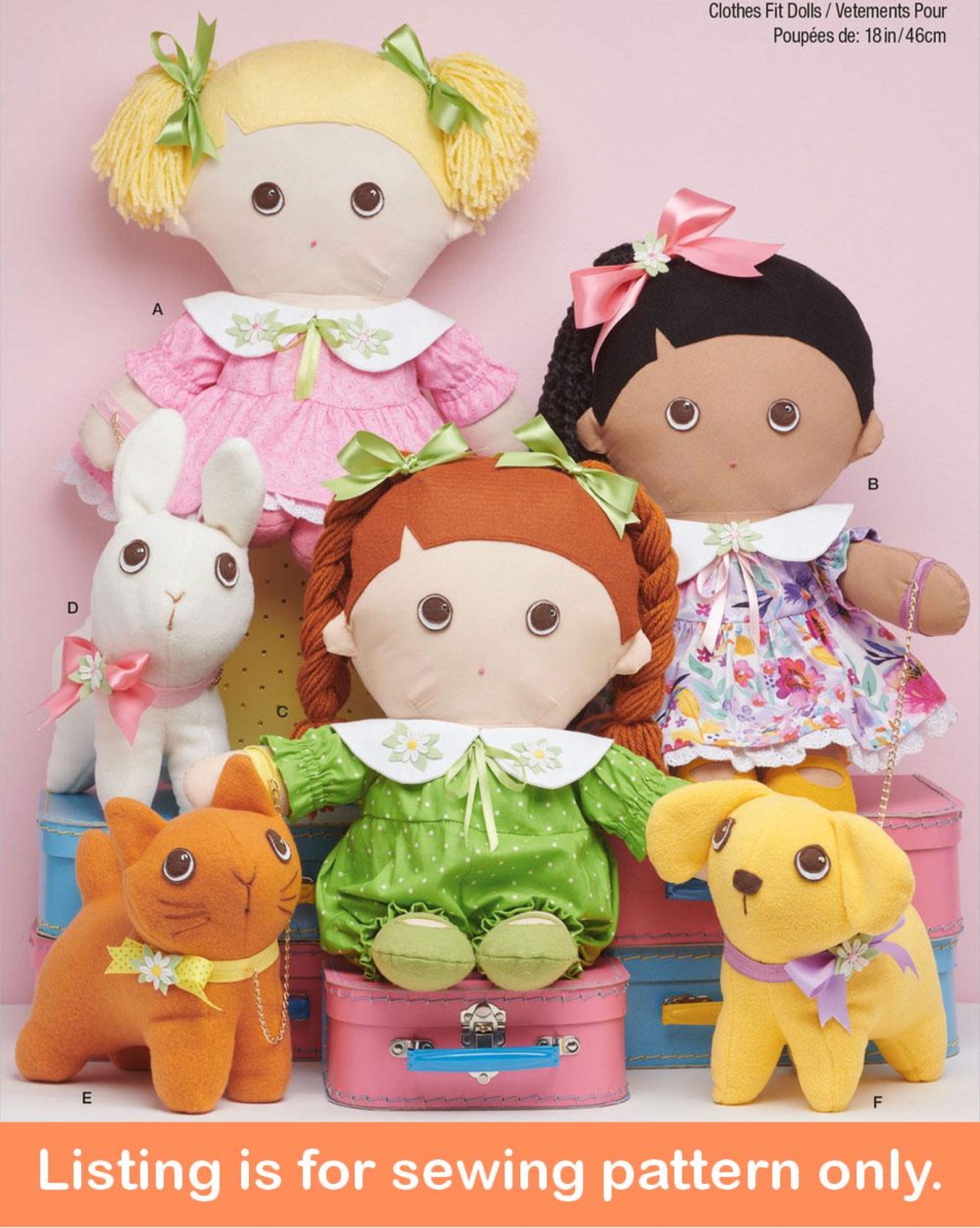 DOLL SEWING PATTERN | Sew Girls Cloth Fabric Rag Doll | Removable ...