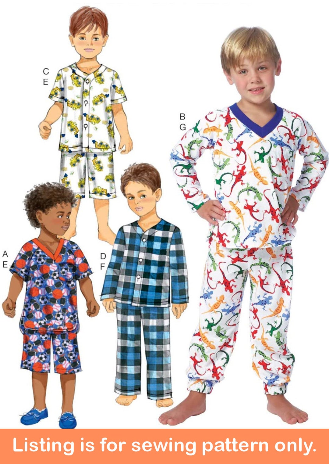 PAJAMAS SEWING PATTERN | Sew Boys Clothes Clothing | Long Short Pjs ...