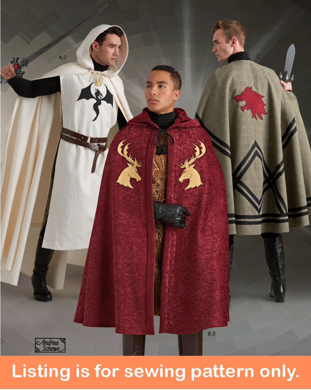 CAPE SEWING PATTERN Sew Mens Womens Halloween Outfit Costume Cloak Cape ...