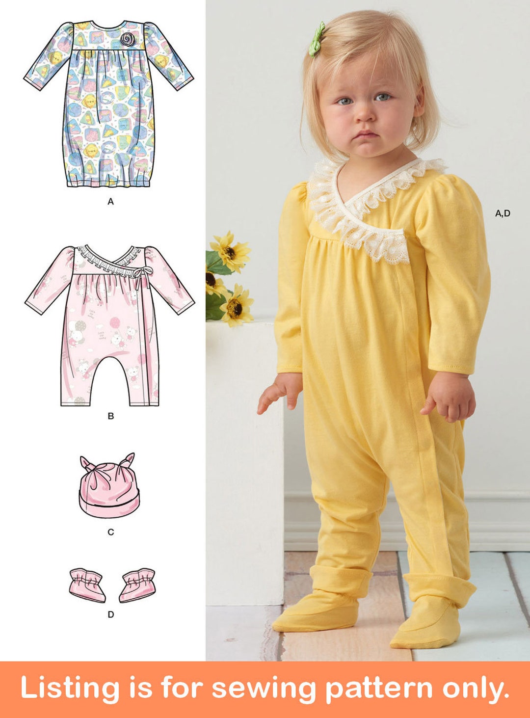 LAYETTE SEWING PATTERN | Sew Baby Boy Girl Clothes Infant | Sleeper ...