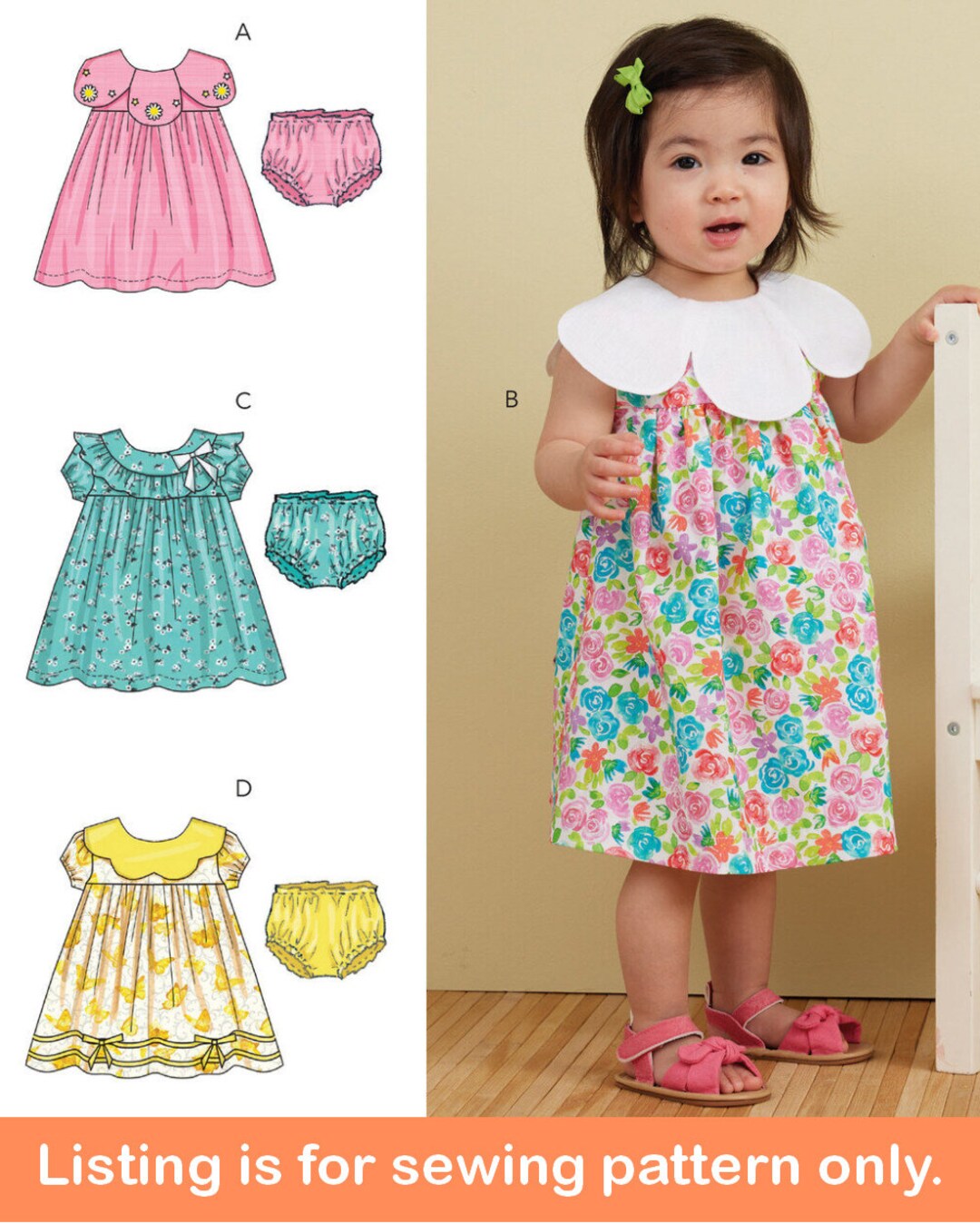 BABY SEWING PATTERN | Sew Girls Clothes Infant Clothing | Dress Diaper ...