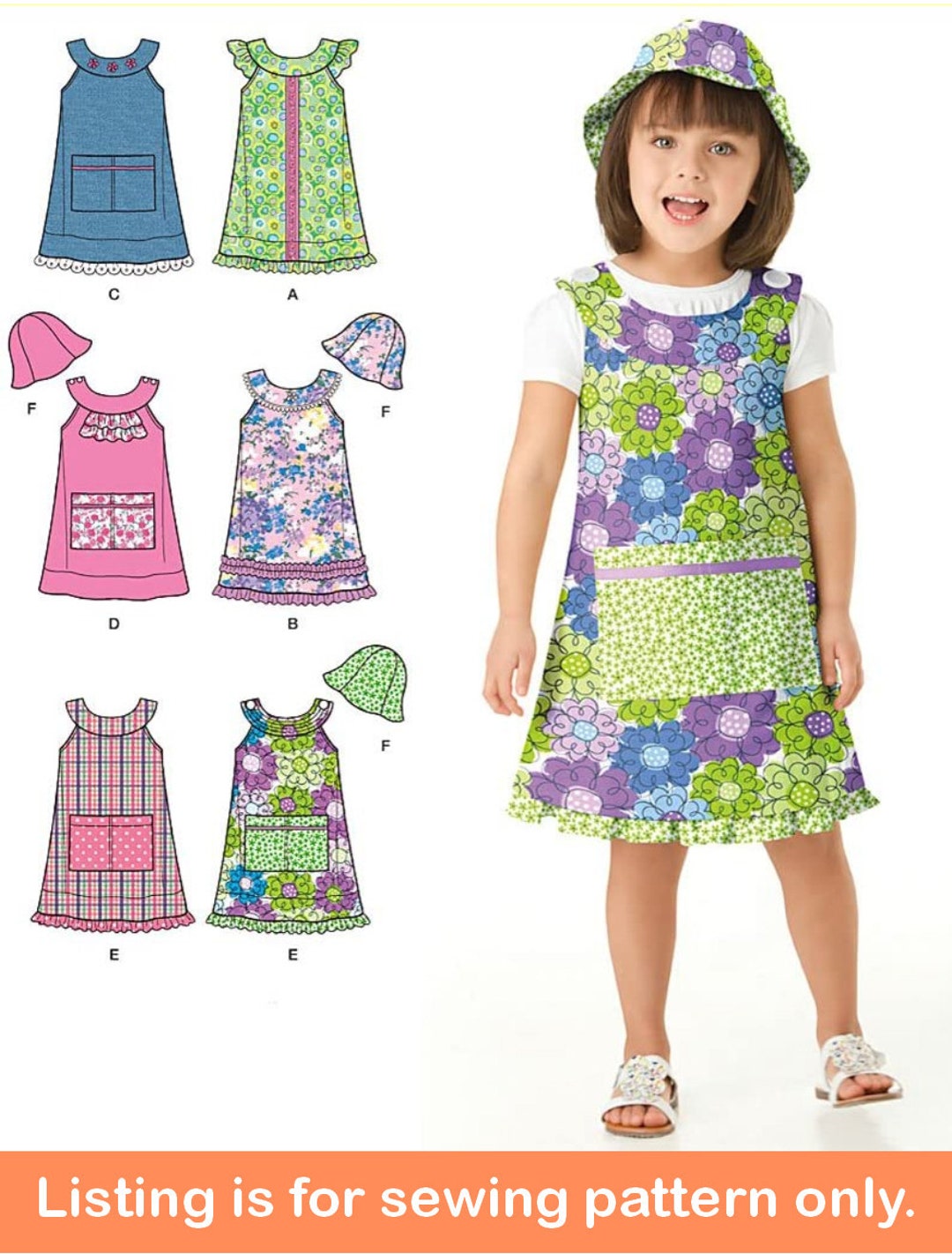 GIRLS SEWING PATTERN Sew Summer Clothes Clothing Dress Sundress Jumper ...