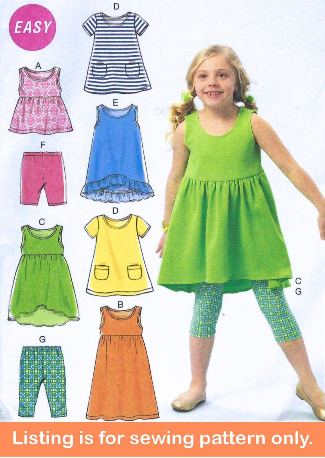 GIRLS SEWING PATTERN | Sew Summer Clothes Clothing | Tank Top Dress ...