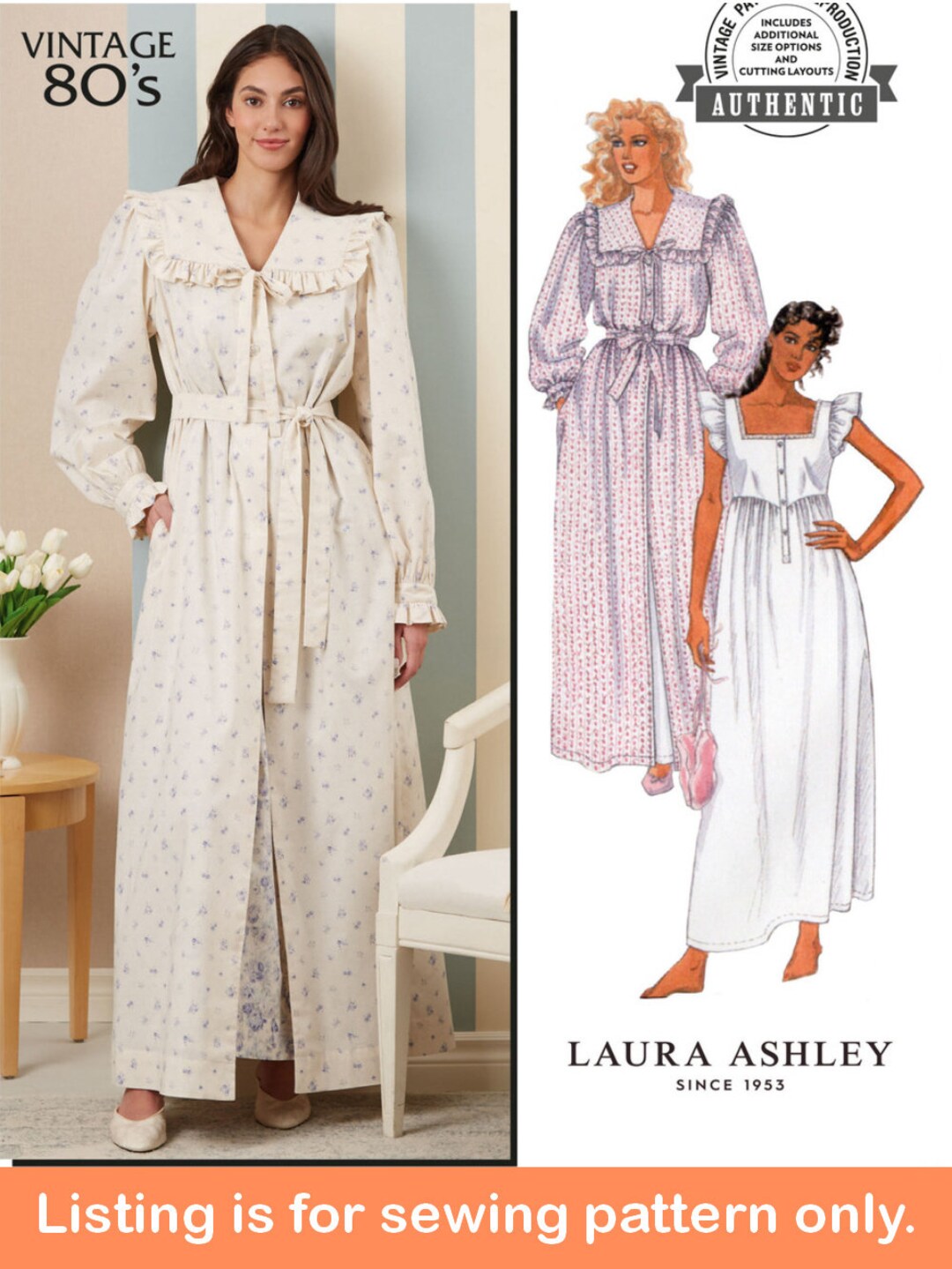 80s SEWING PATTERN | Sew Womens Clothes Clothing | Nightgown Bathrobe ...
