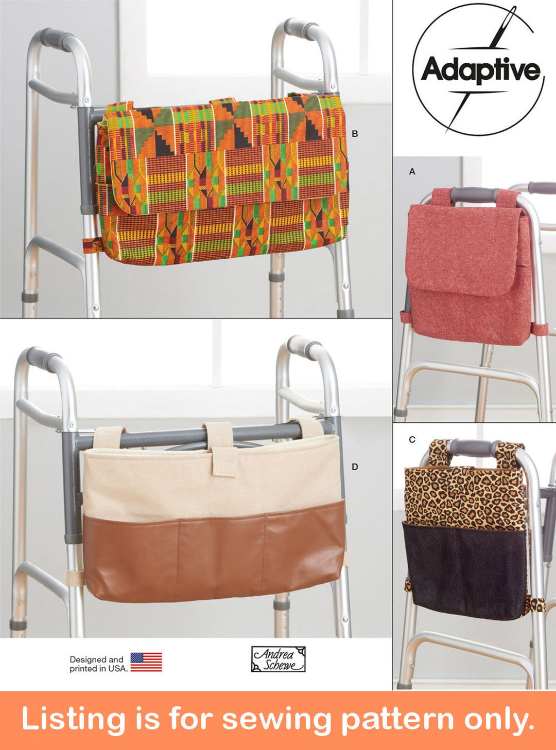WALKER BAG Sewing PATTERN | Sew Scooter Rollator Organizer Carrier Tote ...