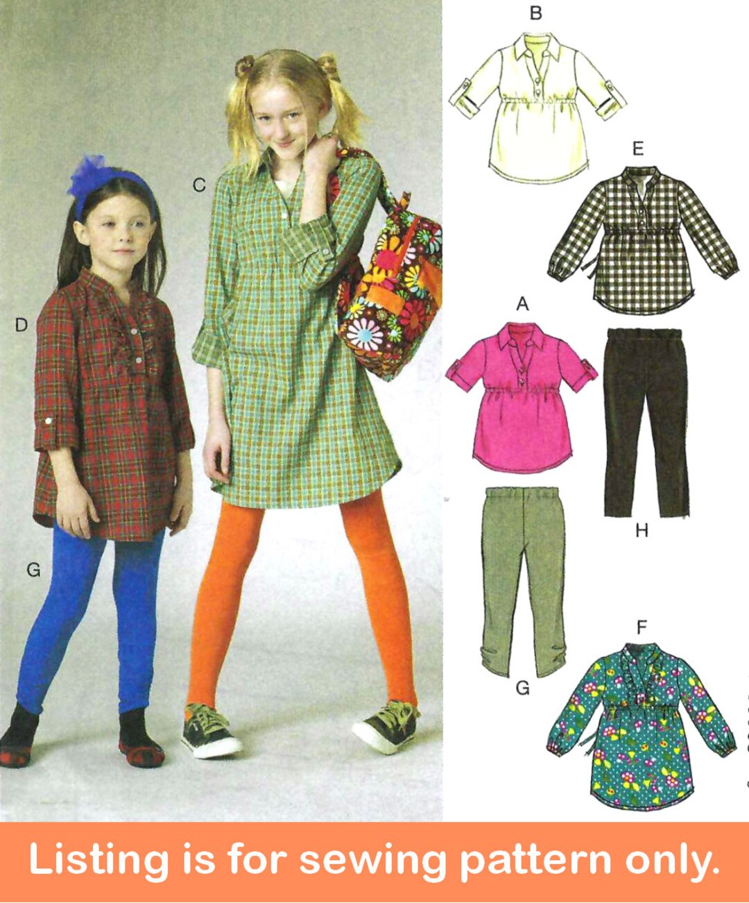 FALL SEWING PATTERN Sew Girls Clothes Clothing Top Shirt Dress Leggings ...