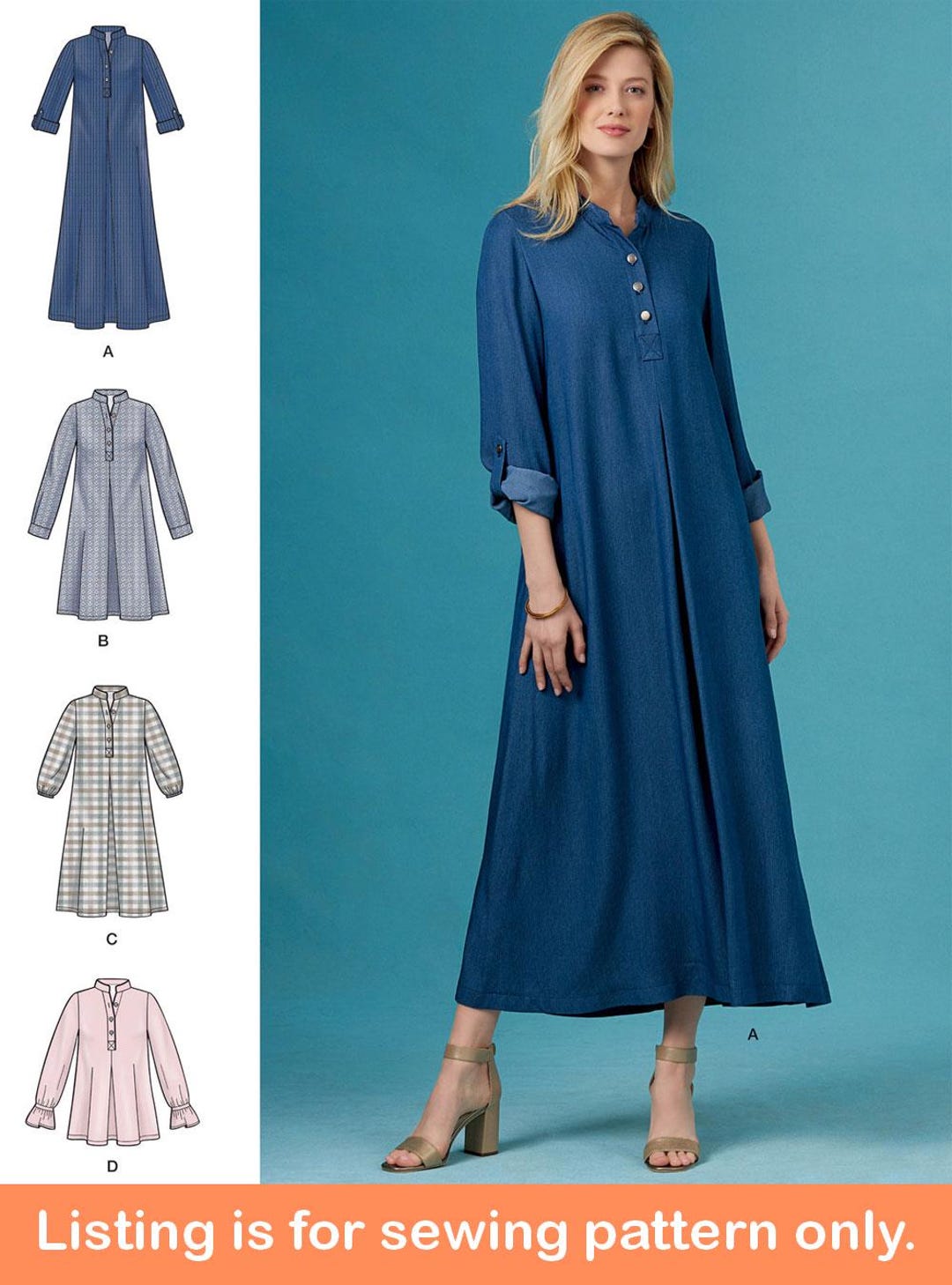 DRESS SEWING PATTERN | Sew Womens Clothes Clothing | Extra Long Casual ...