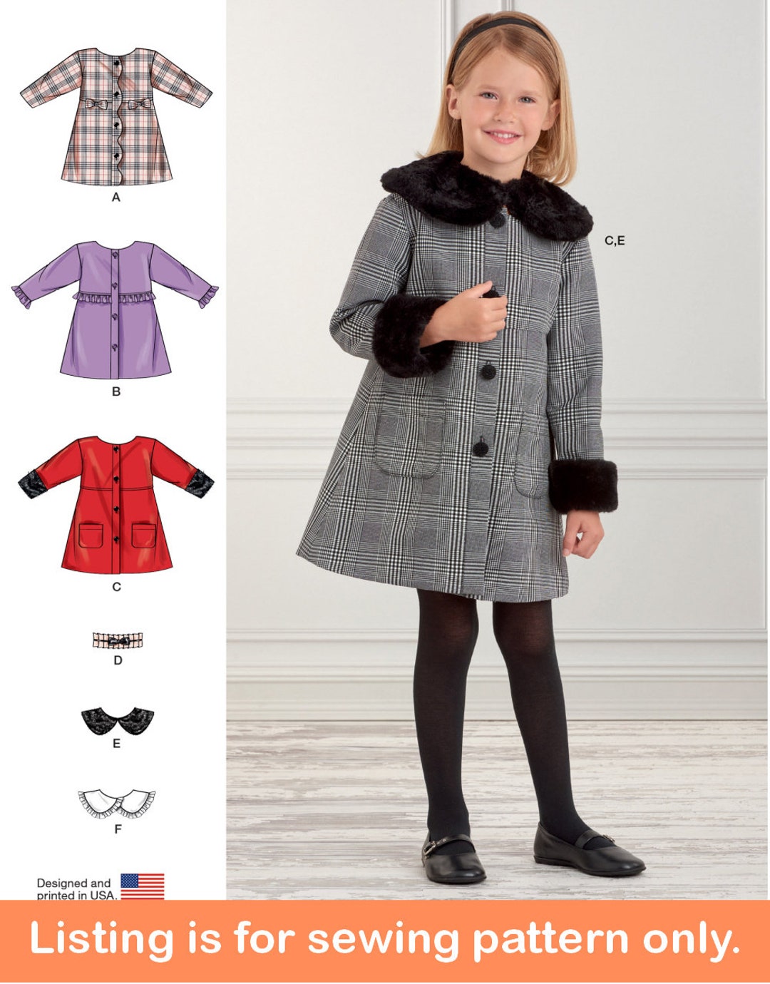 COAT SEWING PATTERN | Sew Girls Clothes Clothing | Vintage Retro Long ...