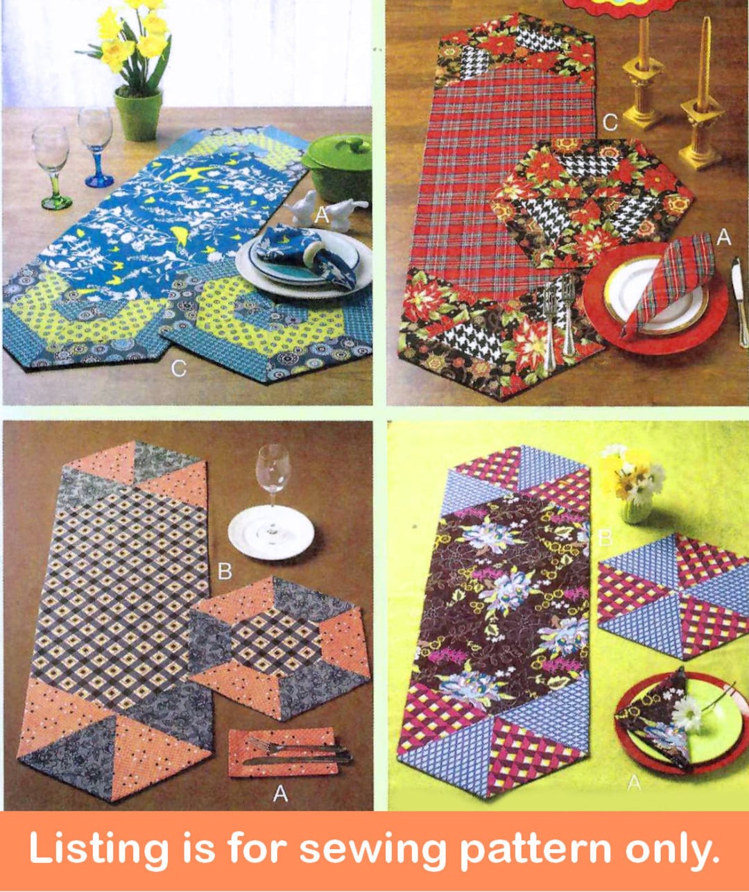 TABLE SETTING Sewing PATTERN | Sew Home Dining Room Decor | Table ...
