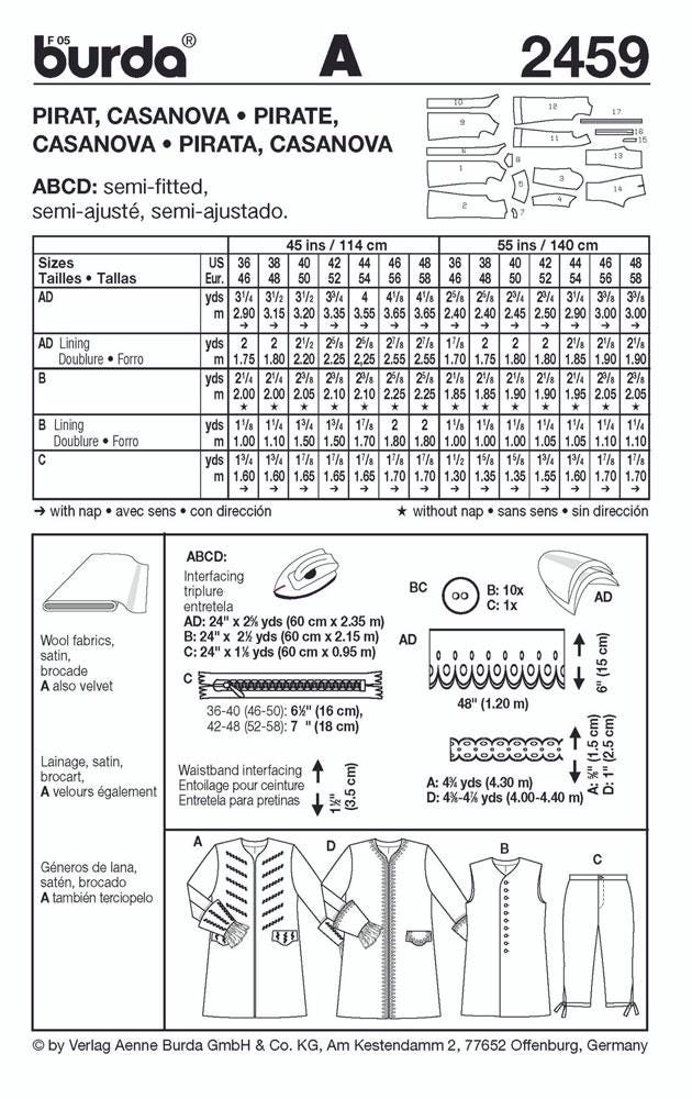 COSTUME SEWING PATTERN | Sew Mens Pirate Casanova Outfit | Renaissance ...
