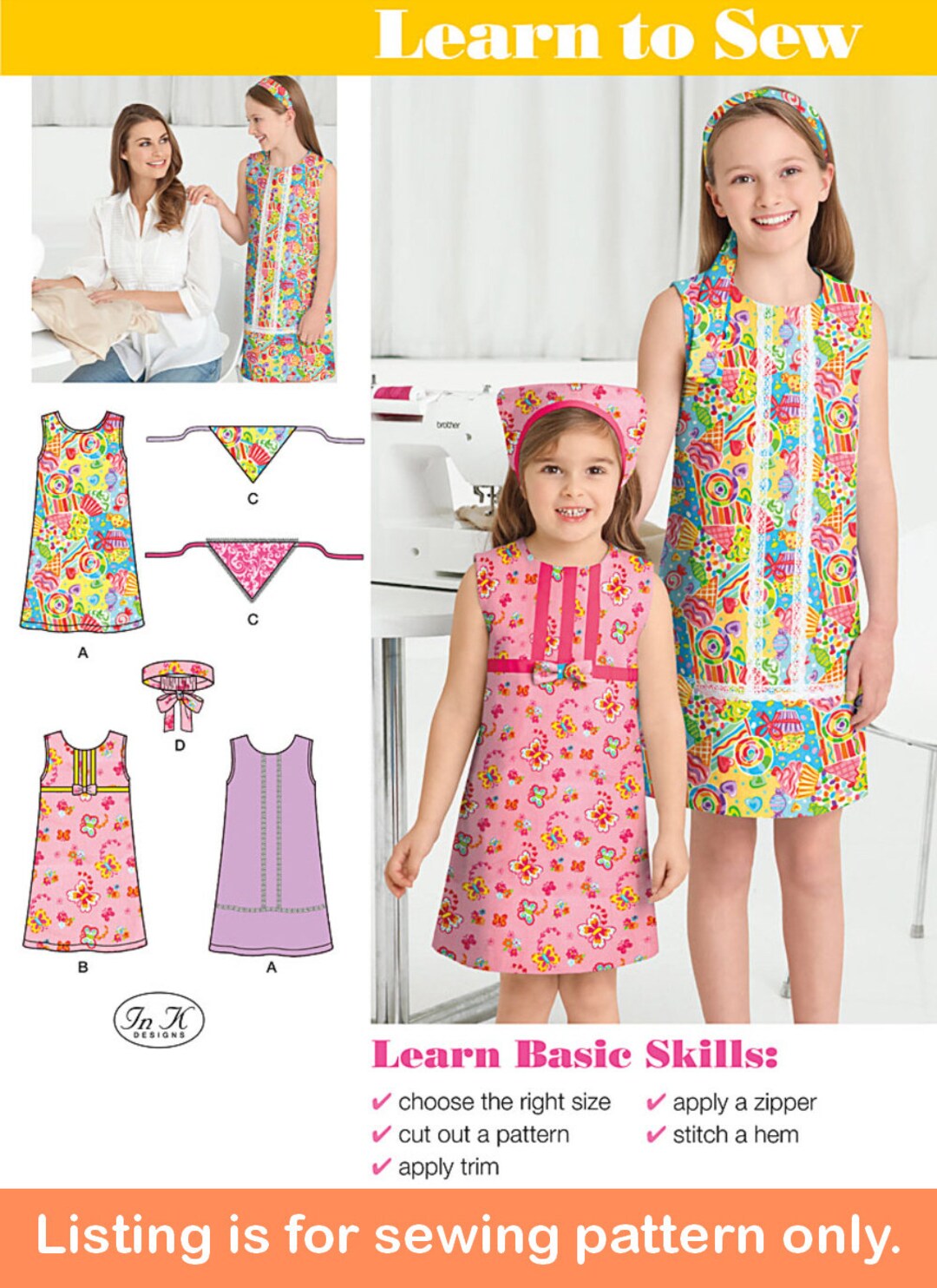EASY SEWING PATTERN | Sew Easy Girls Clothes Clothing | Simple Dress ...