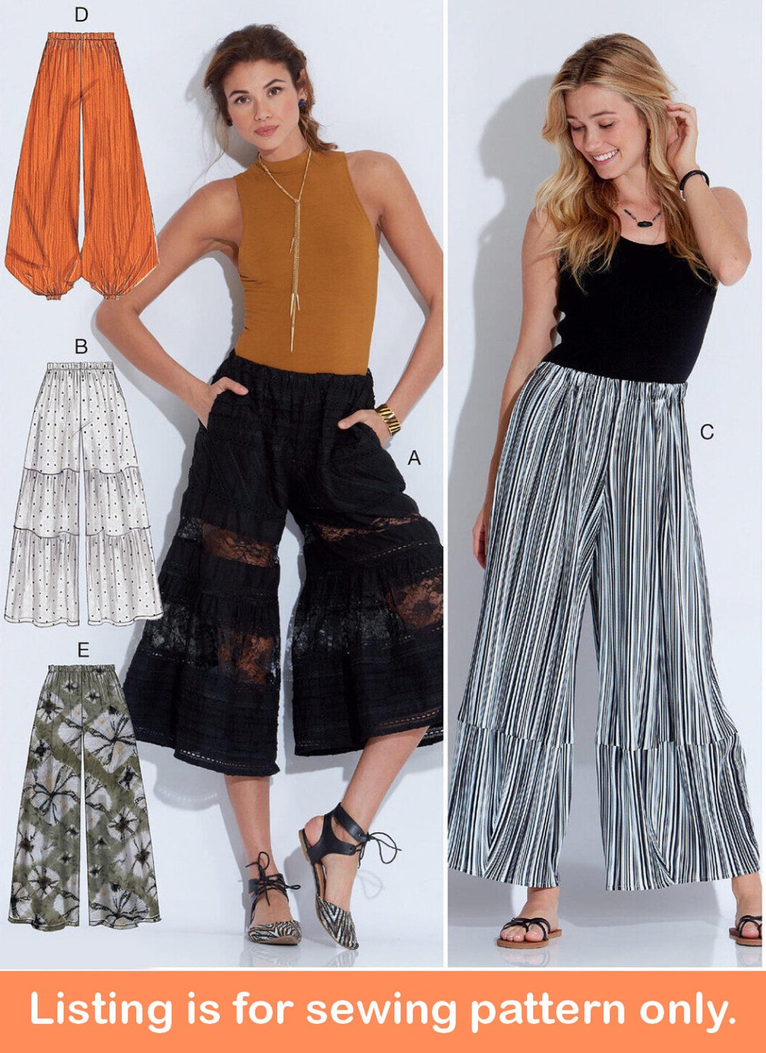 PANTS SEWING PATTERN | Sew Womens Misses Clothes Clothing | Boho Retro ...