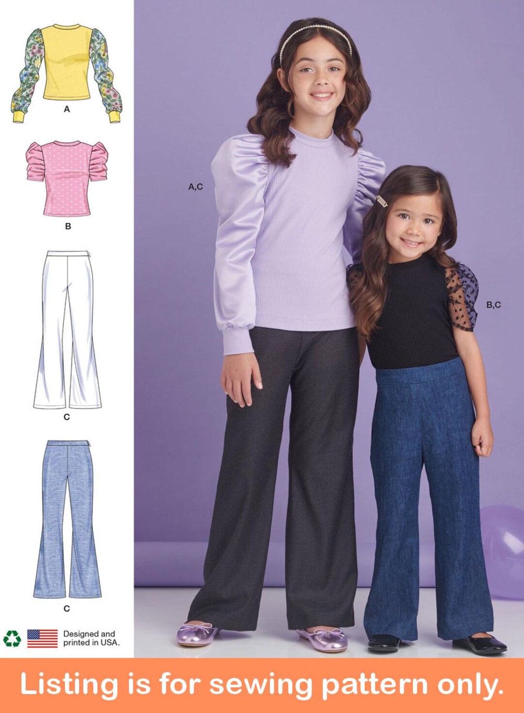 GIRLS SEWING PATTERN | Sew Fall Clothes Clothing | Shirt Top Long Short ...