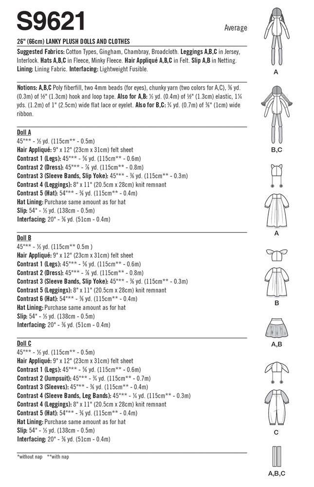 Large DOLL SEWING PATTERN | Sew Cloth Fabric Rag Doll & Clothes ...