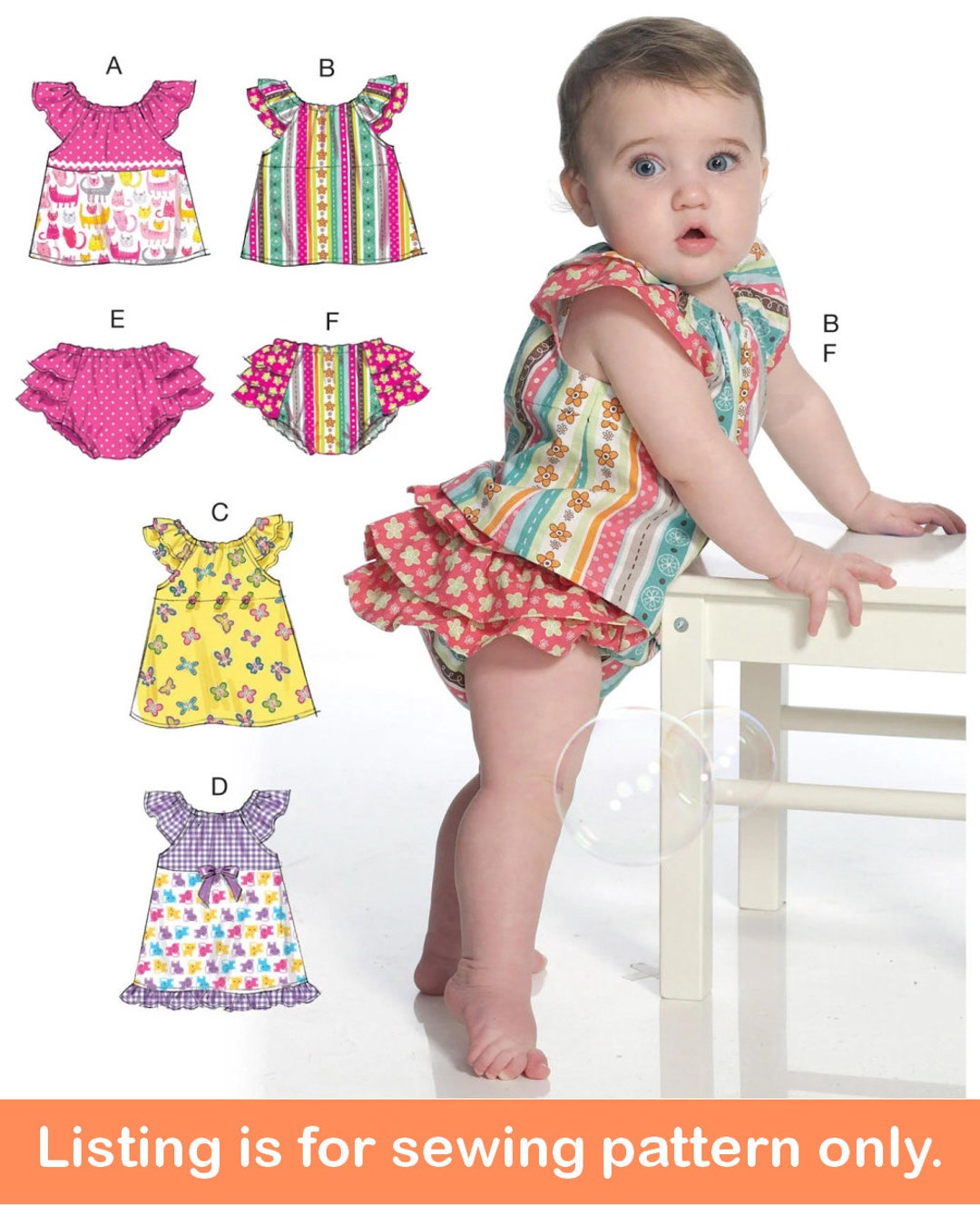 GIRL SEWING PATTERN Make Baby Clothes Infant Clothing Shirt Ruffle ...