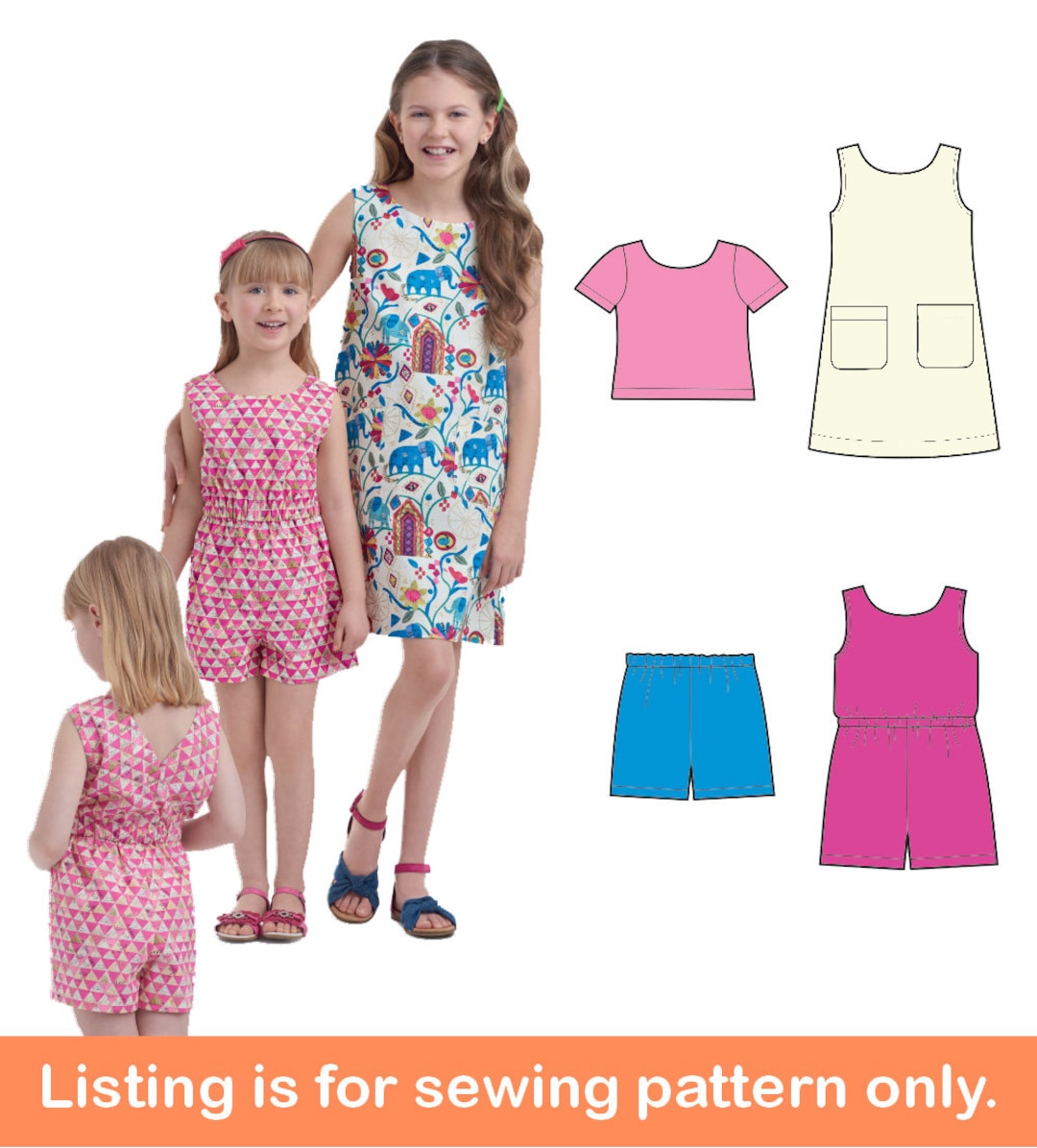 GIRLS SEWING PATTERN | Sew Kids Clothes Clothing | T-shirt Shirt Shorts ...