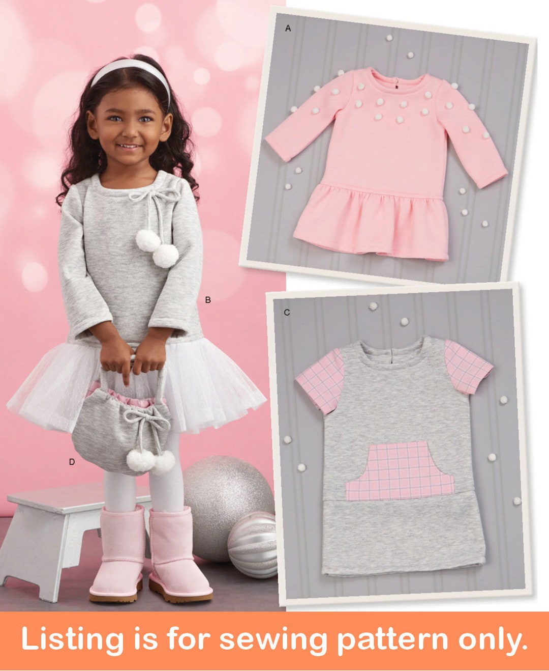 GIRLS SEWING PATTERN | Sew Winter Clothes Clothing | Long Sleeve Dress ...
