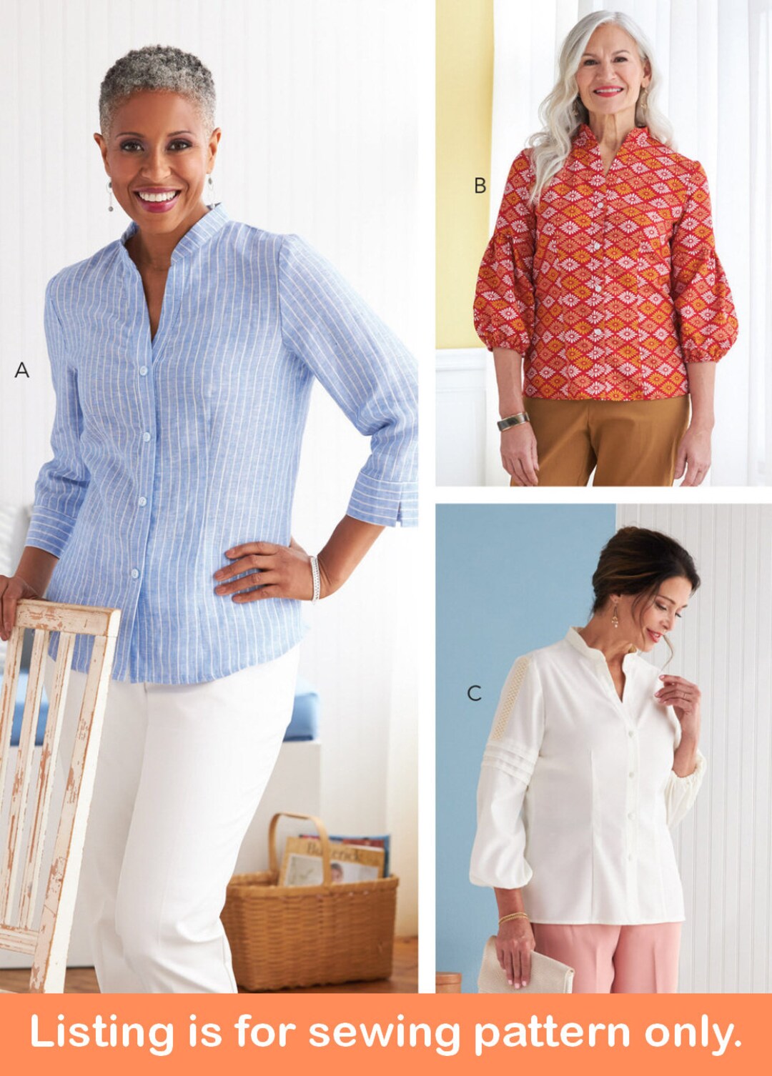 SHIRT SEWING PATTERN | Sew Women Clothes Clothing | Button-down Top ...