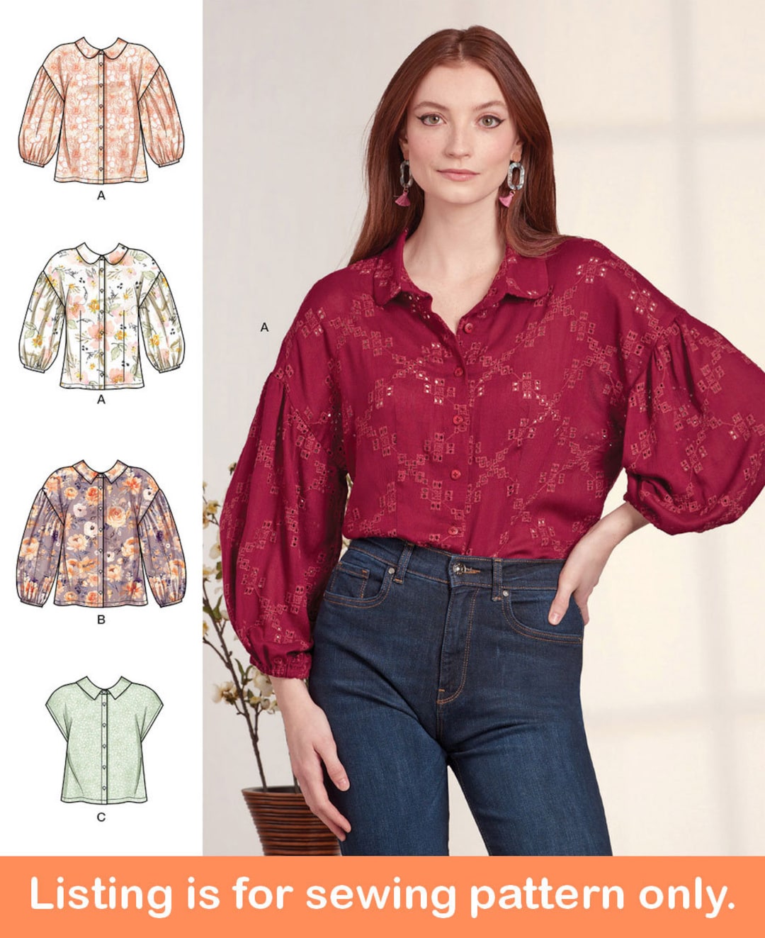 SHIRT SEWING PATTERN | Sew Womens Clothes Clothing | Button-down Top ...