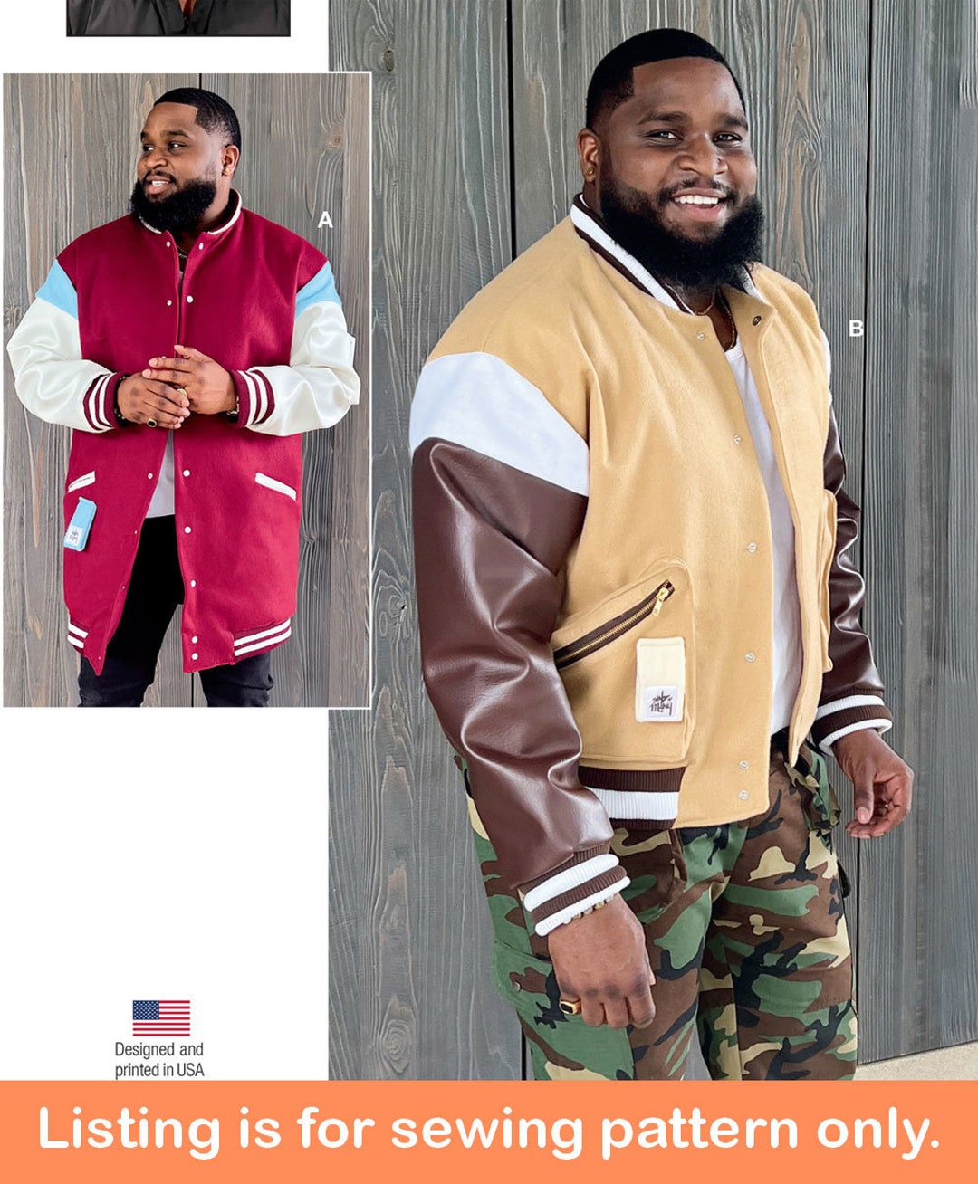 JACKET SEWING PATTERN | Sew Mens Clothes Clothing | Varsity Bomber ...