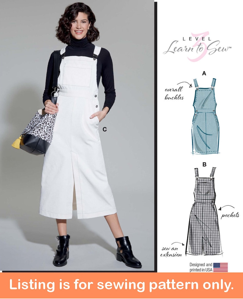 OVERALLS SEWING PATTERN | Sew Women Clothes Clothing | With Skirt Short ...
