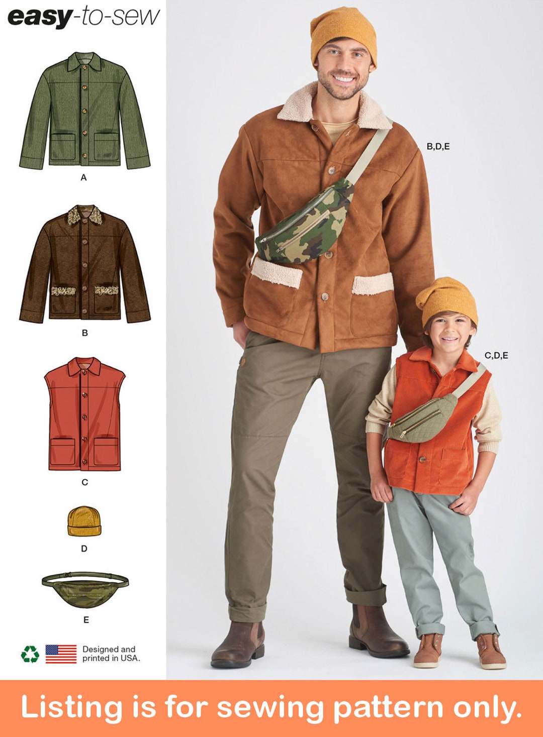 Father Son SEWING PATTERN | Sew Men Boys Matching Clothes Clothing ...