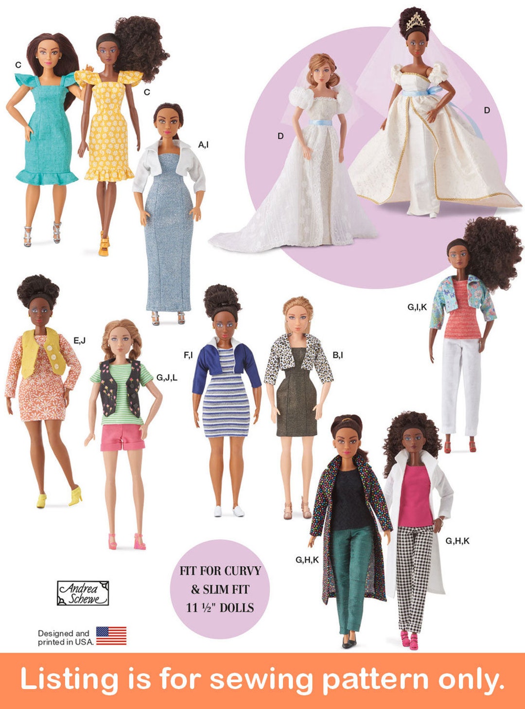 DOLL CLOTHES Sewing PATTERN | Sew Clothing for 11 1/2" Fashion Dolls ...