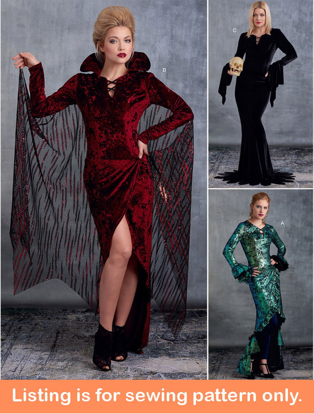 COSTUME SEWING PATTERN | Sew Women Halloween Carnival Dress Cape ...