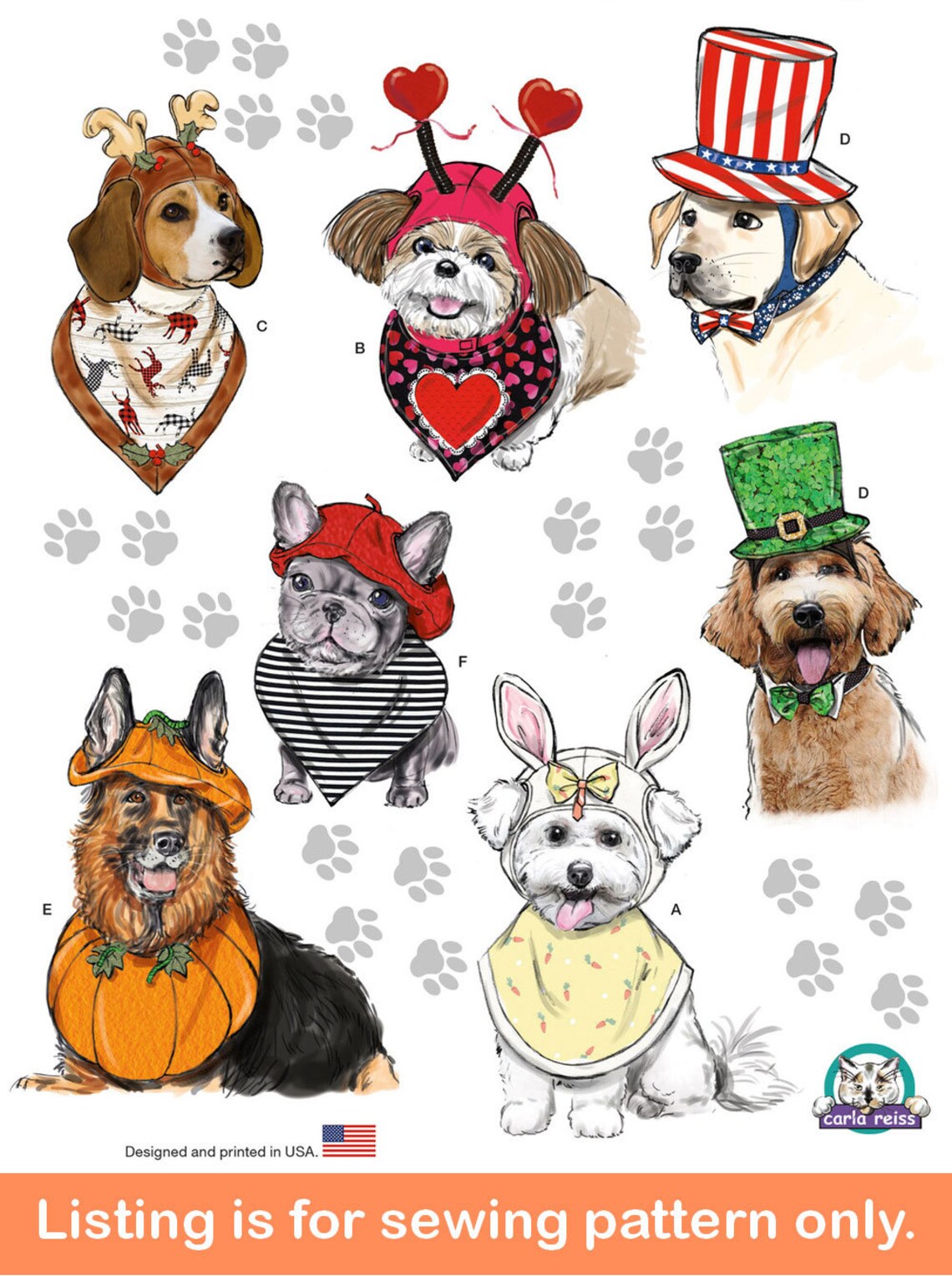 DOG CLOTHES Sewing PATTERN | Sew Pet Clothing | Hat Bandana Beret ...