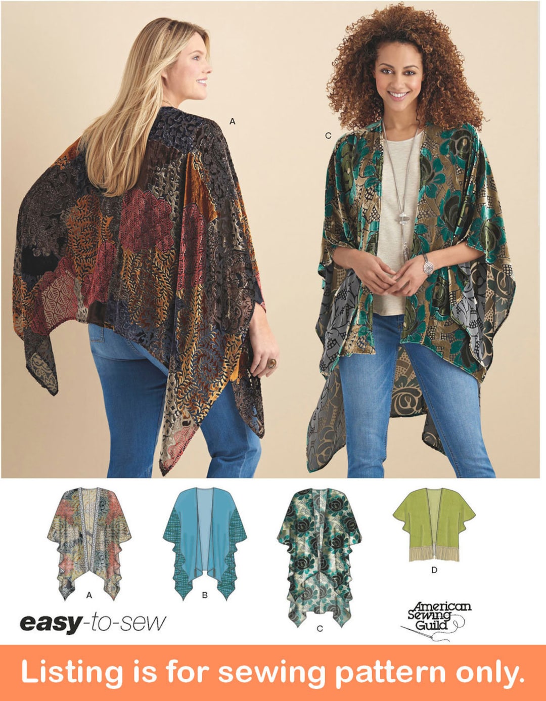 SHAWL SEWING PATTERN | Sew Womens Clothes Clothing | Shrug Kimono Wrap ...