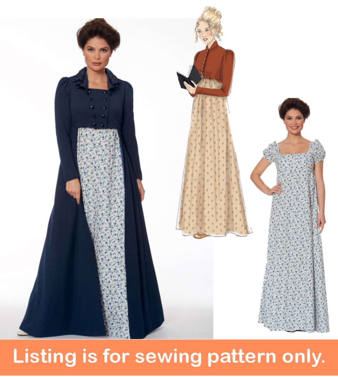 REGENCY SEWING PATTERN | Sew Womens Halloween Outfit | Dress Jacket ...