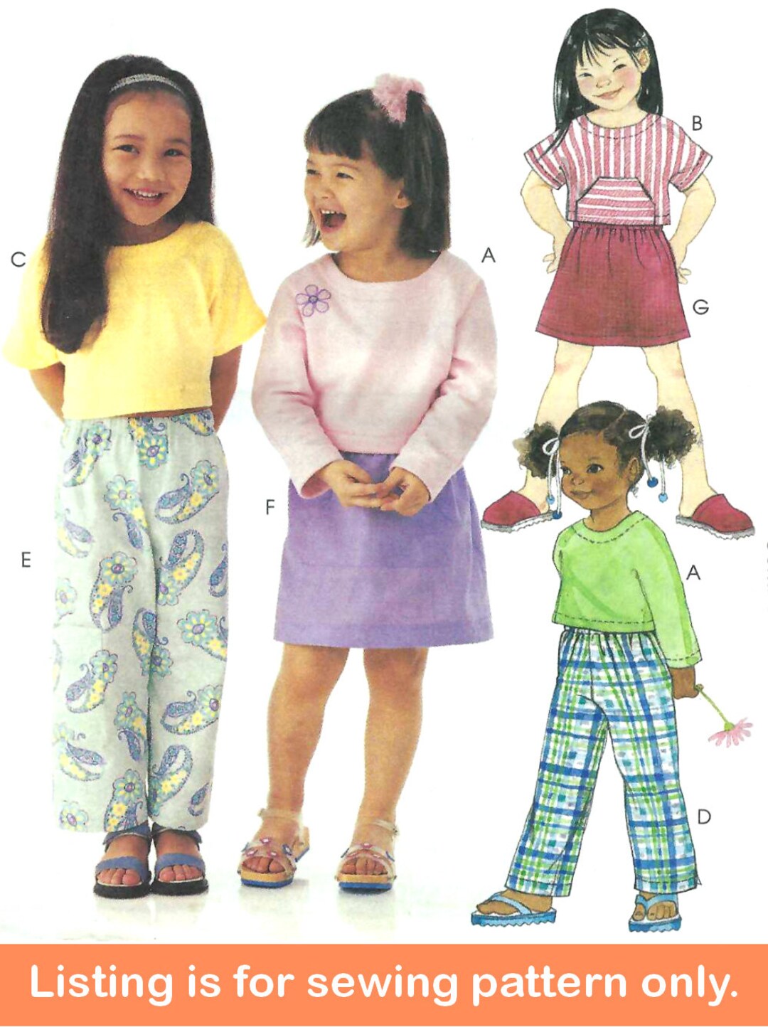 GIRLS SEWING PATTERN | Sew Summer Clothes Clothing | Top Pants Skirt ...