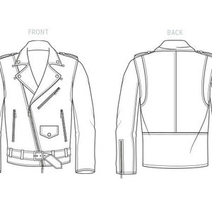 JACKET SEWING PATTERN | Sew Mens Clothes Clothing | Moto Biker Biking Jacket Leather Zipper ...