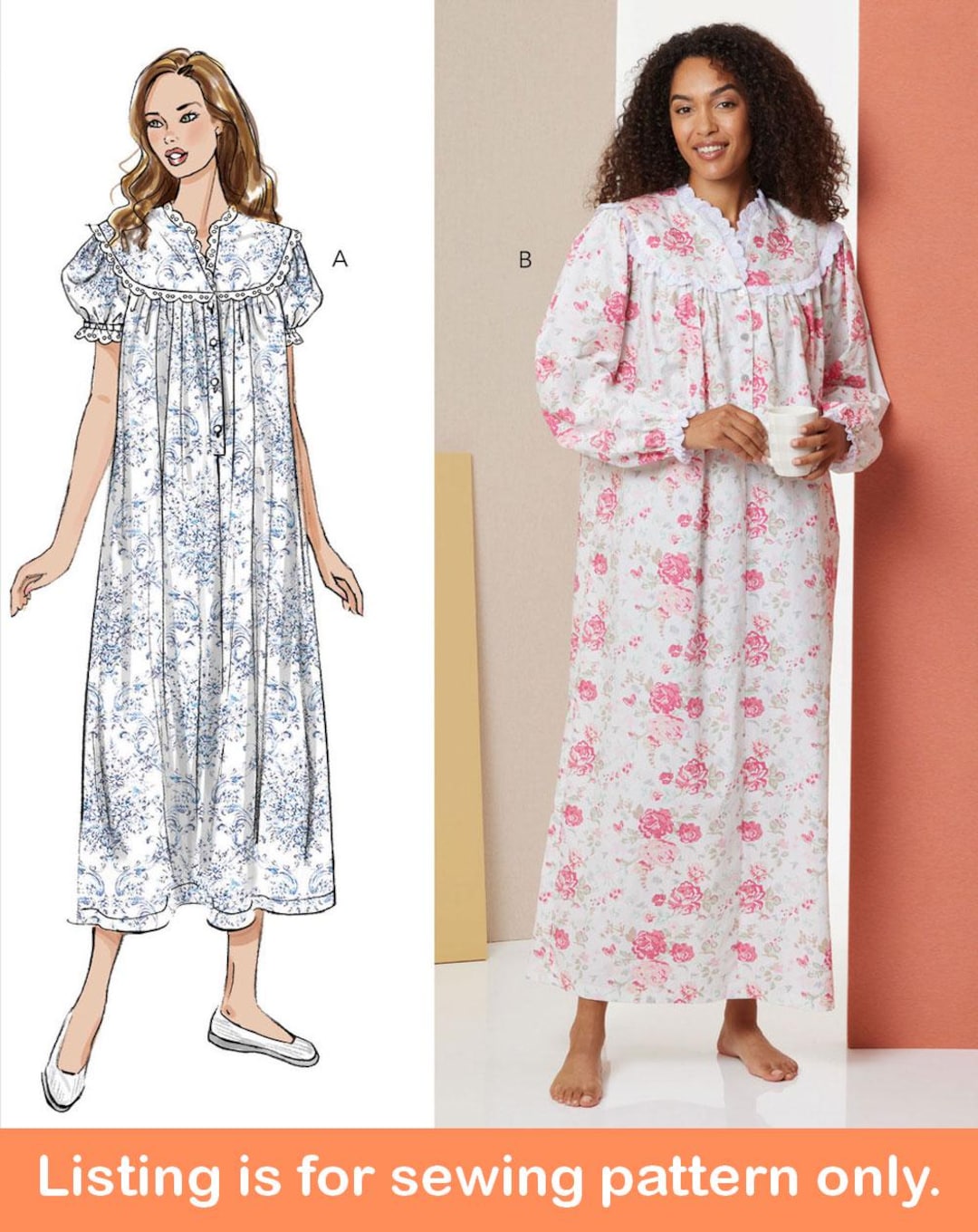 NIGHTGOWN SEWING PATTERN | Sew Womens Clothes Clothing | Long Short ...