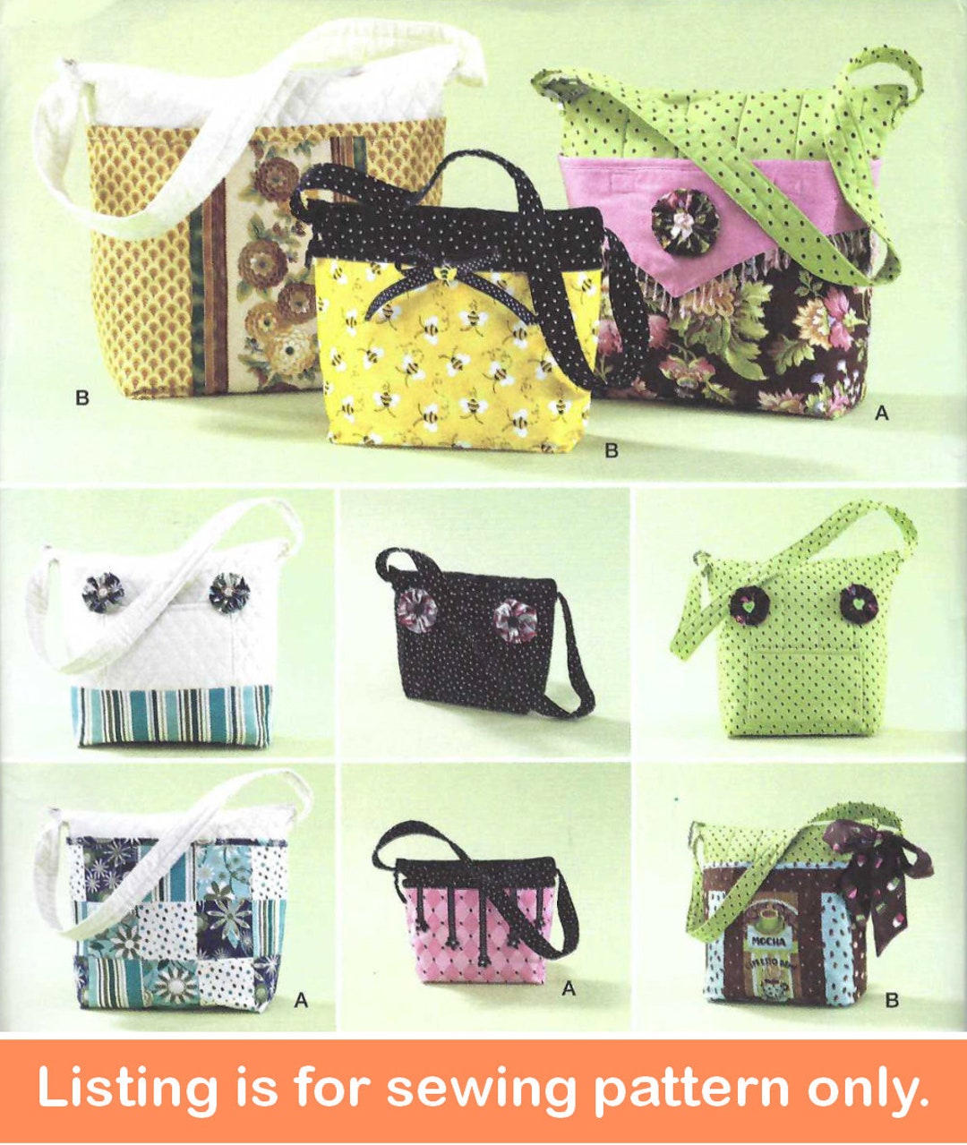 BAG SEWING PATTERN Sew Womens Girls Tote Handbag Purse Shoulder Small ...