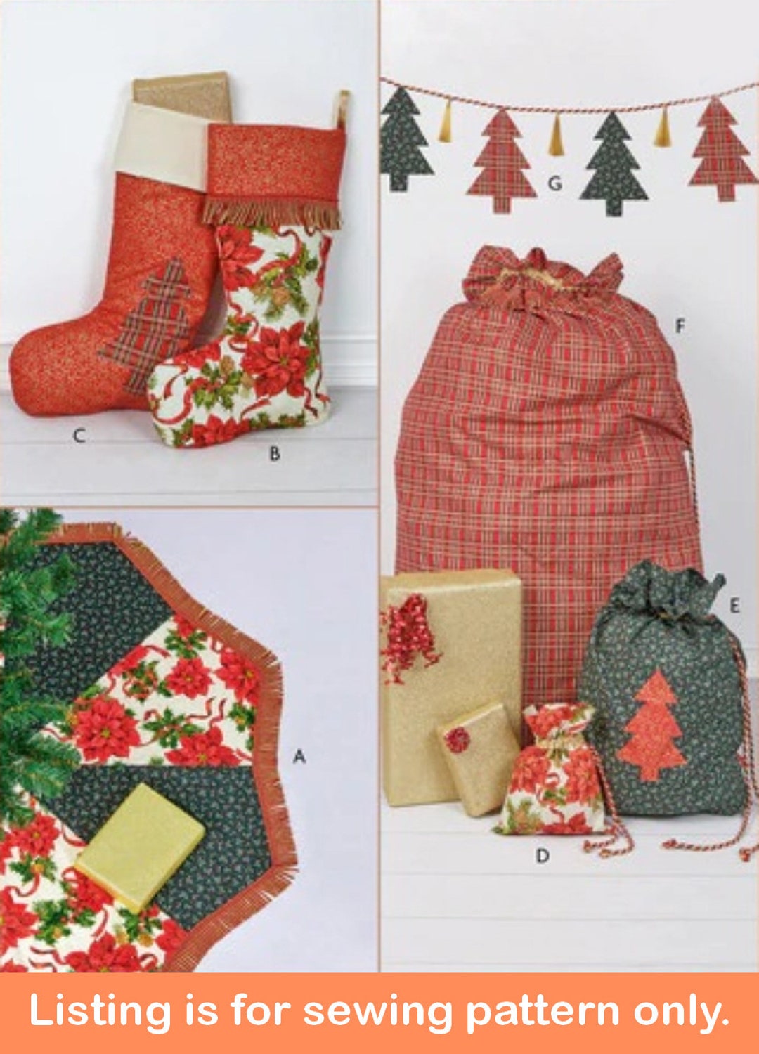 CHRISTMAS SEWING PATTERN | Sew Home Holiday Decor | Stocking Tree Skirt ...