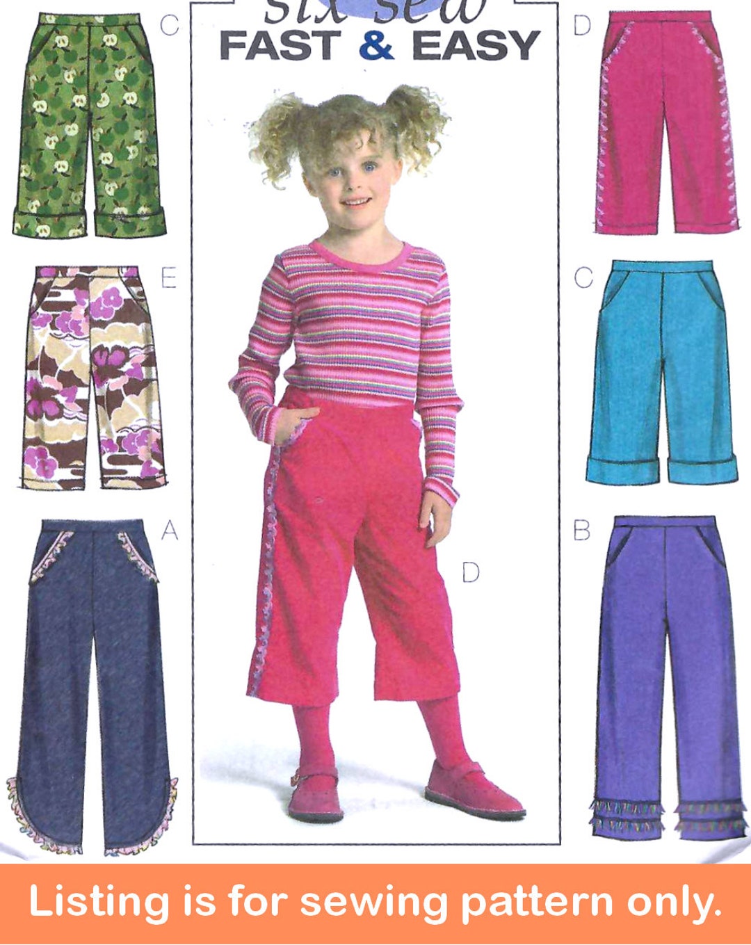 Sale!! PANTS SEWING PATTERN | Sew Girls Clothes Clothing | Short Long ...