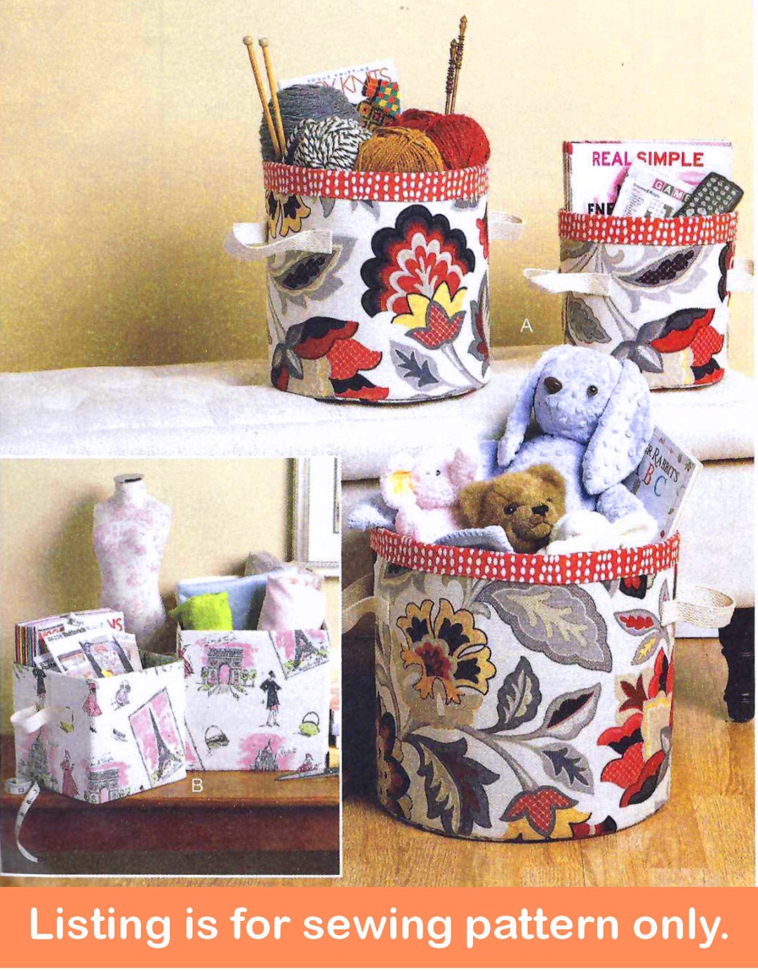 STORAGE BIN Sewing PATTERN | Sew Organizer Office Desk Supplies ...