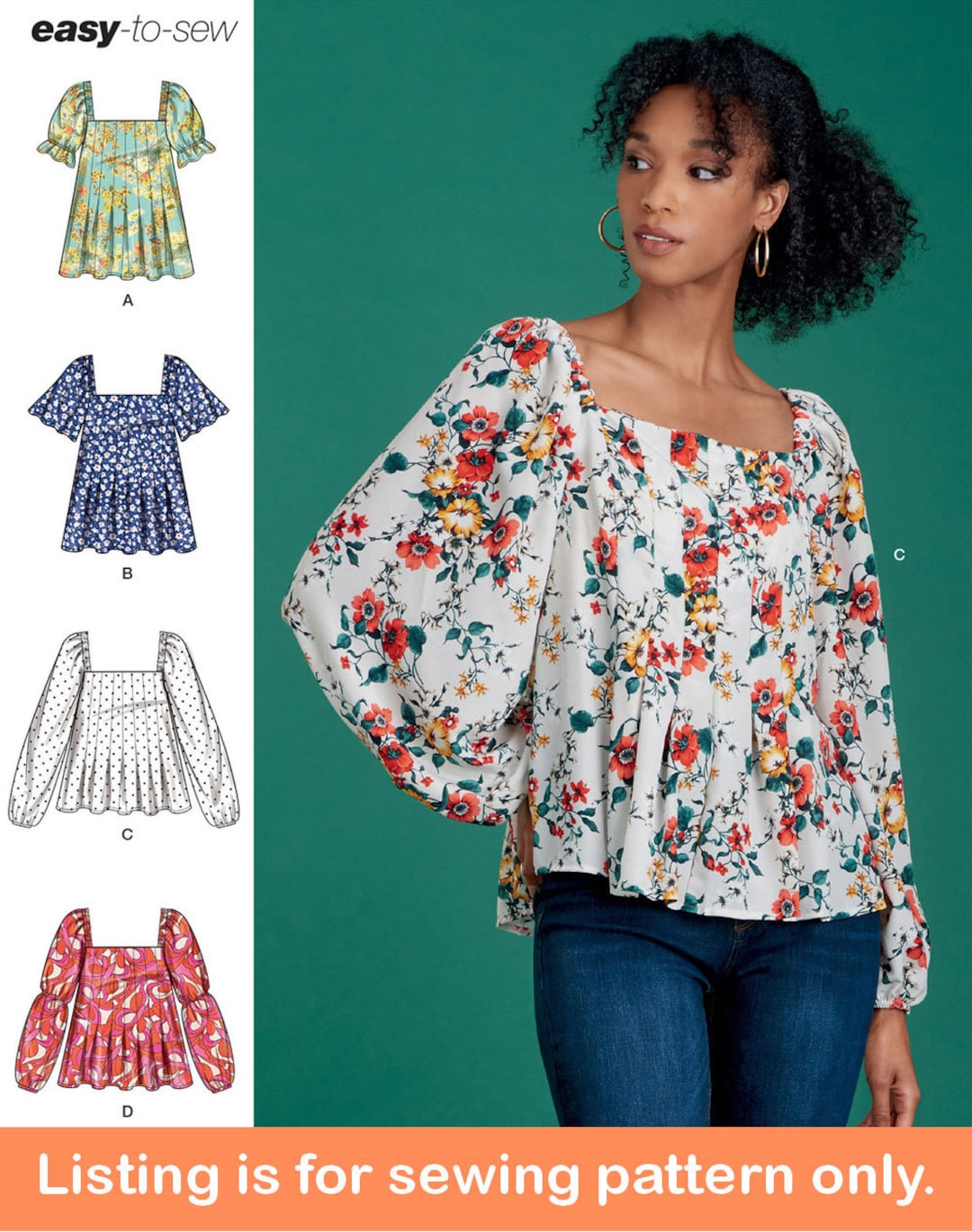 SHIRT SEWING PATTERN | Sew Women Clothes Clothing | Peasant Top Boho ...