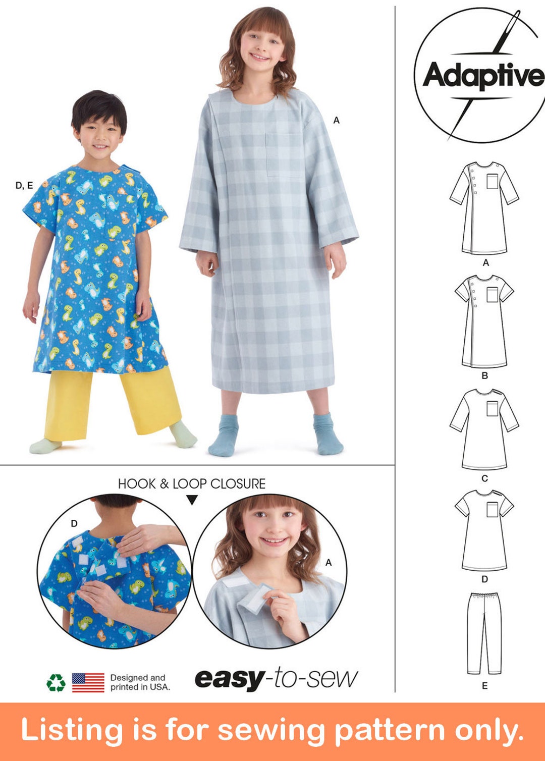 HOSPITAL GOWN Sewing PATTERN | Sew Kids Boys Girls Clothes Clothing ...