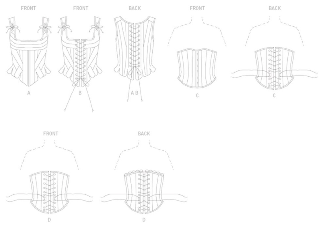 CORSET STAYS Sewing PATTERN | Sew Women Bodice Underwear | Size 6 8 10 ...