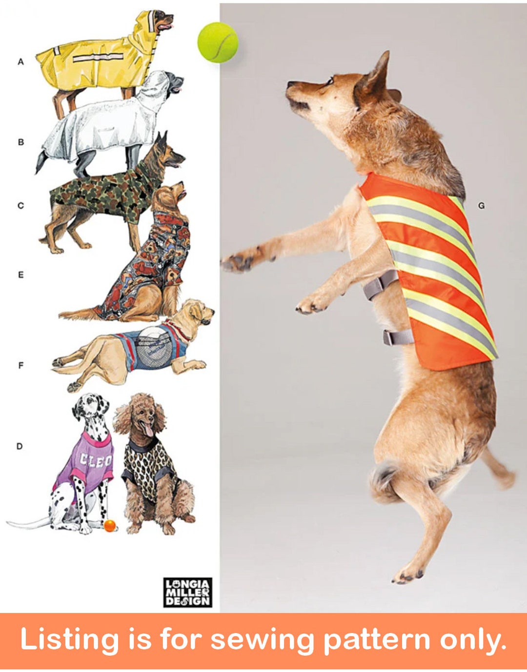 LARGE DOG Sewing PATTERN | Make Dog Clothes | Service Dog / Training ...