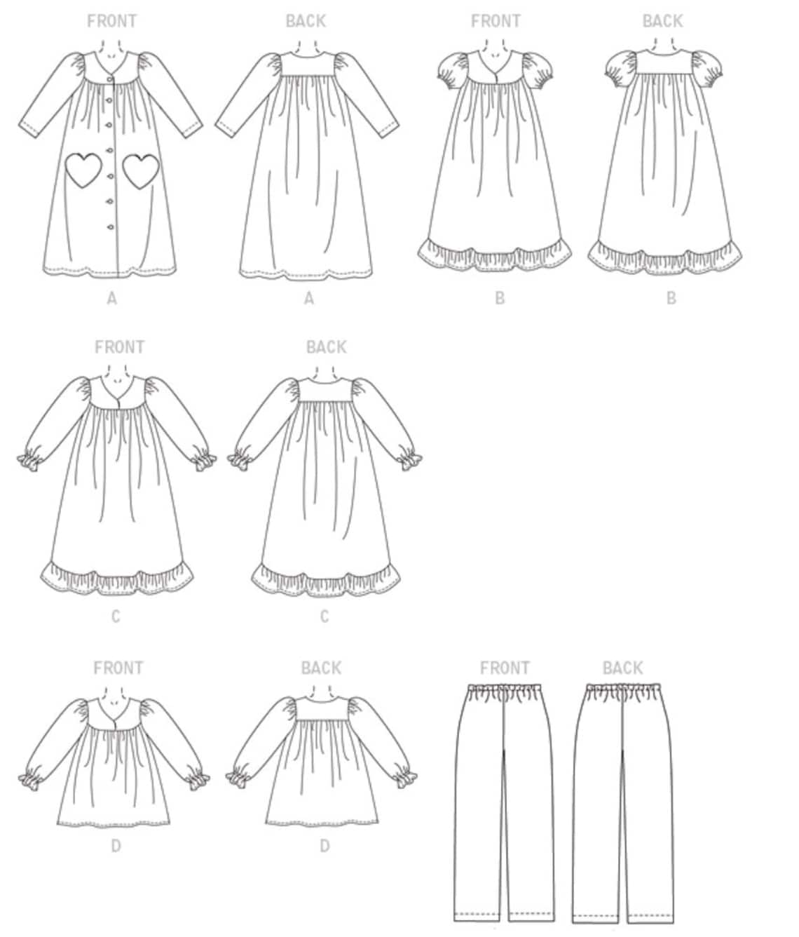 NIGHTGOWN SEWING PATTERN Make Girls Clothes Kids Toddler | Etsy