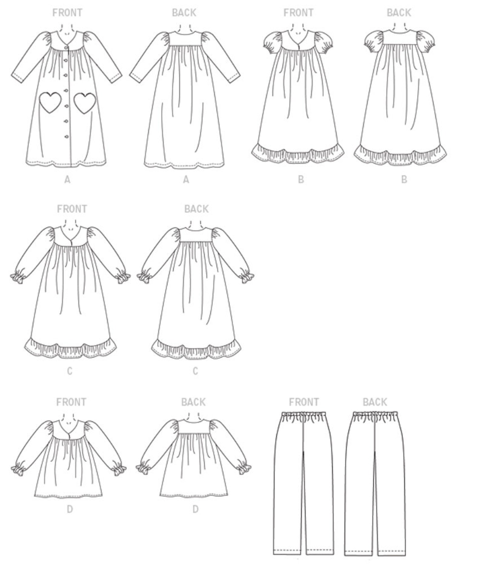 NIGHTGOWN SEWING PATTERN Make Girls Clothes Kids Toddler | Etsy