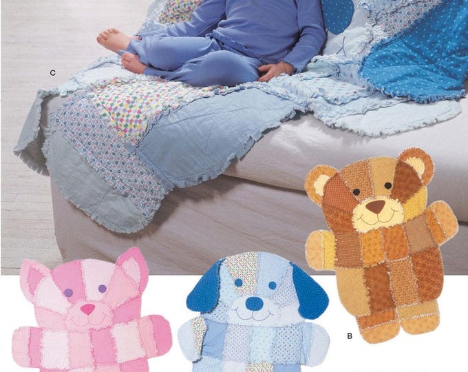 RAG QUILT Sewing PATTERN | Make Kids Boy Girl Blanket | Animal Puppy ...