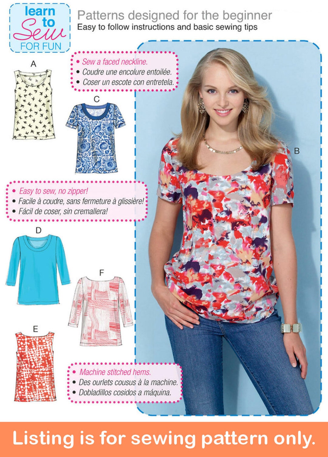 EASY SEWING PATTERN | Sew Womens Clothes Clothing | Tank Top Tee Shirt ...