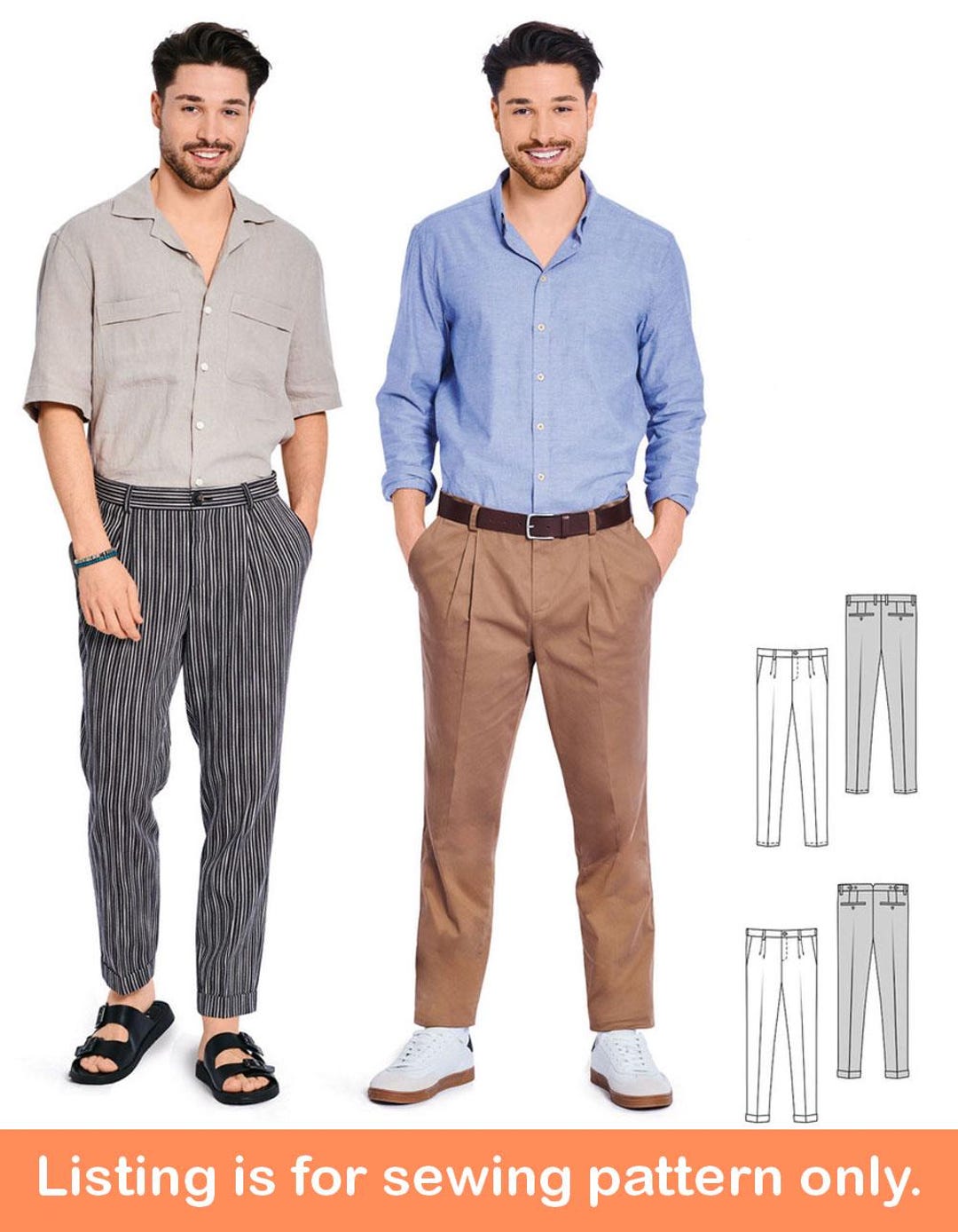 PANTS SEWING PATTERN | Sew Men Clothes Clothing | Formal Casual Slacks ...
