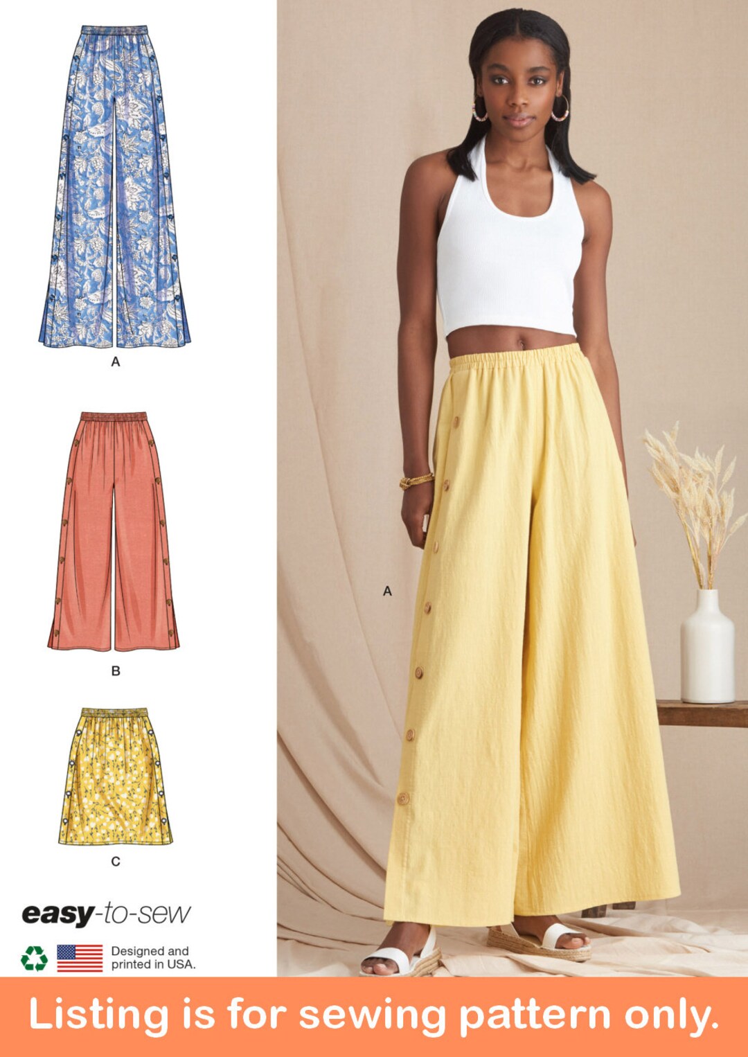 Sale! WOMENS SEWING PATTERN | Sew Woman Clothes Clothing | Wide Leg ...