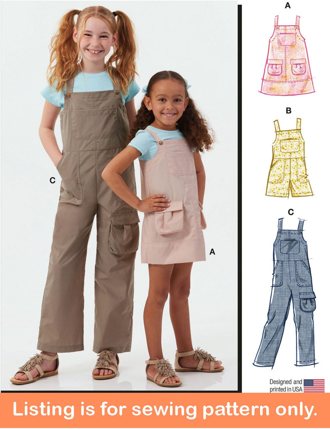 OVERALLS SEWING PATTERN | Sew Girls Clothes Clothing | Long Short ...